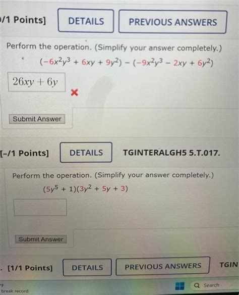 solved perform the operation simplify your answer