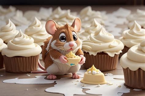 Premium Photo Sneaky Mouse Frosting Thief Caught In The Act