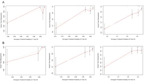 Calibration Curves For 1 3 And 5 Year Overall Survival Prediction A