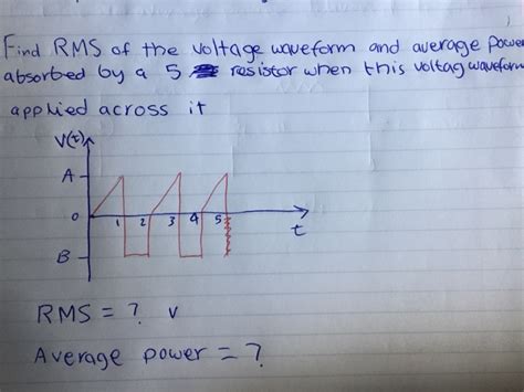 solved find rms of the voltage waveform and average power