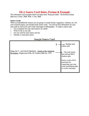 Fillable Online MLA Source Card Rules Format Example Fax Email Print PdfFiller