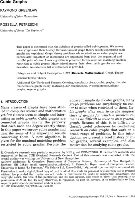 Cubic graphs | ACM Computing Surveys