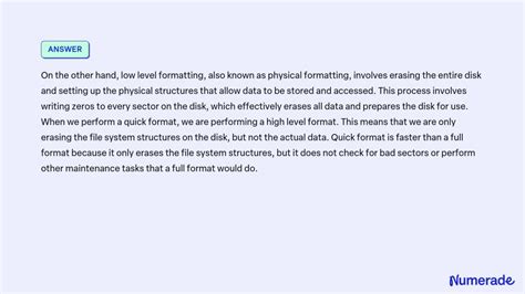 Solved Explain The Difference Between High Level And Low Level Disk Formatting When We