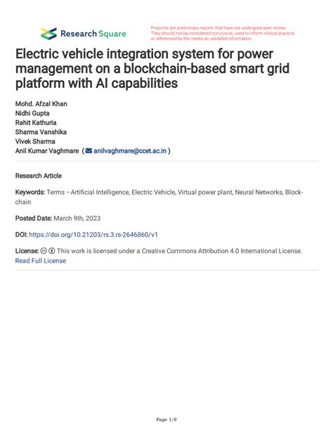 Pdf Electric Vehicle Integration System For Power Management On A Blockchain Based Smart Grid