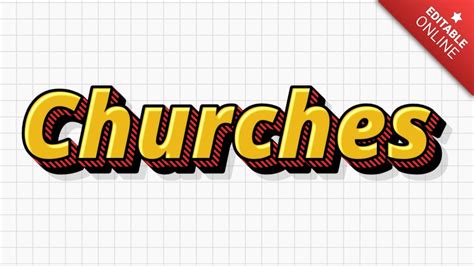 Churches | Yellow Striped 3D | Text Effect Generator