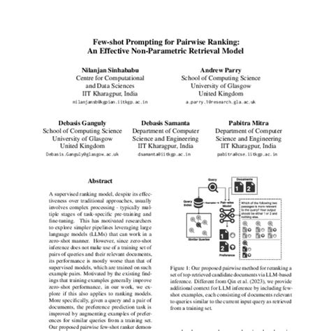 Few Shot Prompting For Pairwise Ranking An Effective Non Parametric Retrieval Model Acl Anthology