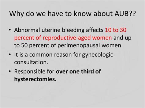 AUB Definition Epidemology And Causes