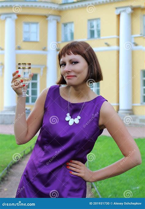 Redhead Model In Stockings And Violet Dress Stock Photo Image Of Pantyhose Model