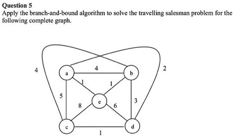 Question 5 Apply The Branch And Bound Algorithm To Solve The Travelling