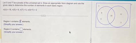 Solved Let S And T Be Subsets Of The Universal Set U Draw Chegg Com