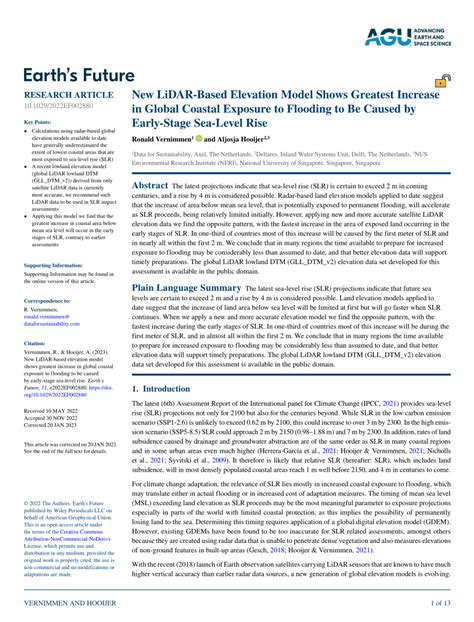 PDF New LiDARBased Elevation Model Shows Greatest Increase In Global Coastal Exposure To