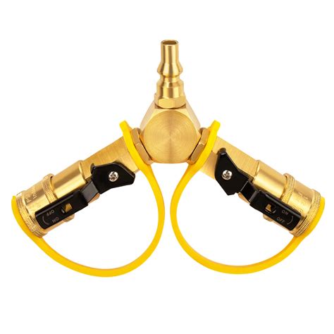 DOZYANT 1 4 RV Propane Quick Connect Y Splitter Adapter With Shutoff Valve For RV Trailer And