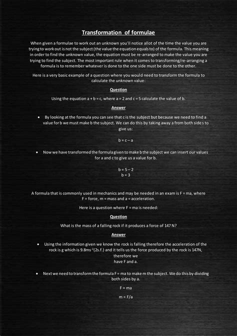 Transformation Of Formulae Docx