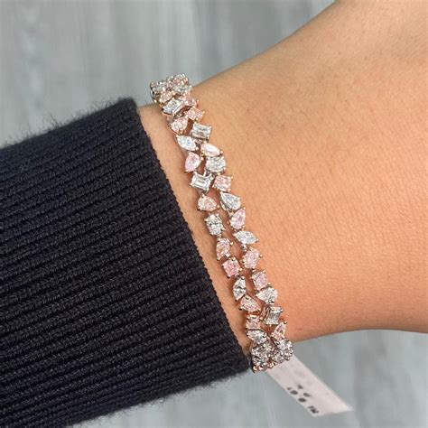 85ct Fancy Pink And White Diamond Double Row Bracelet For Sale At