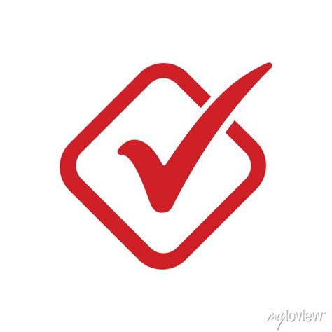 Red Check Mark Icon In A Box Tick Symbol In Red Color Vector Posters
