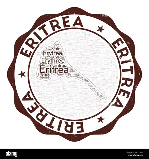 Eritrea Logo Authentic Country Badge With Word Cloud In Shape Of Eritrea Logo Authentic Country Badge With Word Cloud In Shape Of