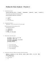 Python Data Analysis Practice Questions Answers Course Hero