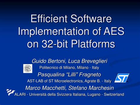 Ppt Efficient Software Implementation Of Aes On 32 Bit Platforms
