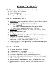 APTITUDE Pdf APTITUDE CLOCK PROBLEM The Different Types Of Clock Questions That Can Be Asked