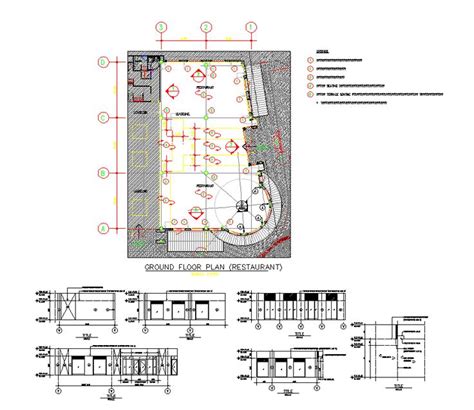 Restaurant Building Detail Plan And Elevation 2d View Autocad File Cadbull How To Plan