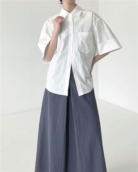 오버핏 백트임 꼬임 반팔 셔츠 5co