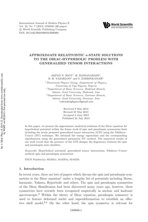 Pdf Pseudospin And Spin Symmetry Of Dirac Generalized Yukawa Problems With A Coulomb Like