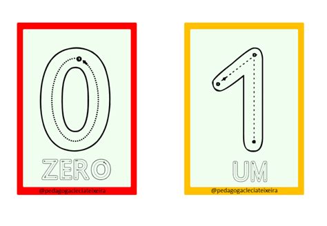Fichas Com Numerais De 0 Até 10 Com Tracejado Clécia Teixeira
