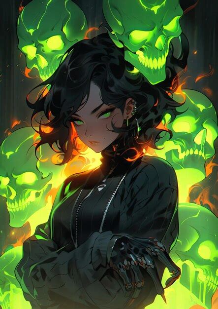 Premium Ai Image Girl With Skeleton