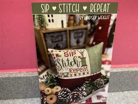 primrose cottage”sip stitch repeat” chart cross stitch and framing