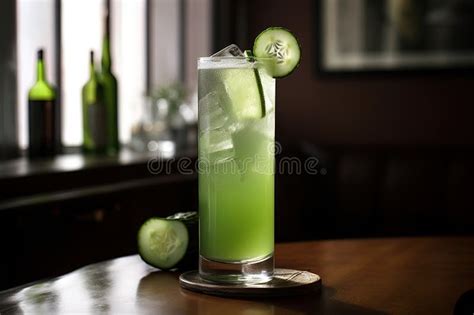 Cucumber Cooler A Refreshing Drink Made With Cucumber Juice Gin And Lime Juice Stock