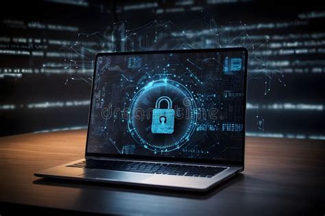 visual representation of cybersecurity concepts with a laptop