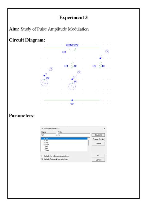 Pulse Amplitude Modulation PSpice Practical Electronics II Experiment Aim Study Of Pulse