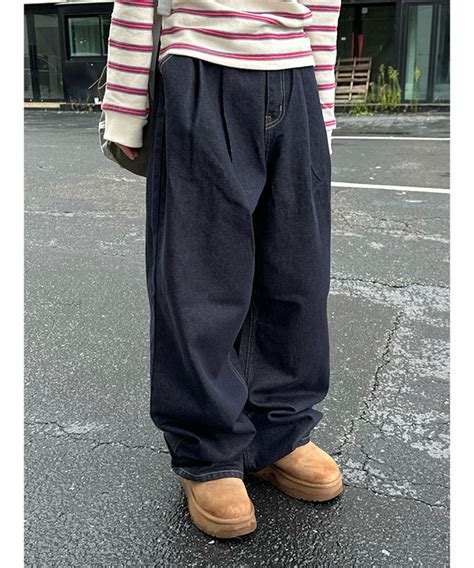 논페이드 추천 보니 생지 투턱 와이드 데님 1color 에이블리