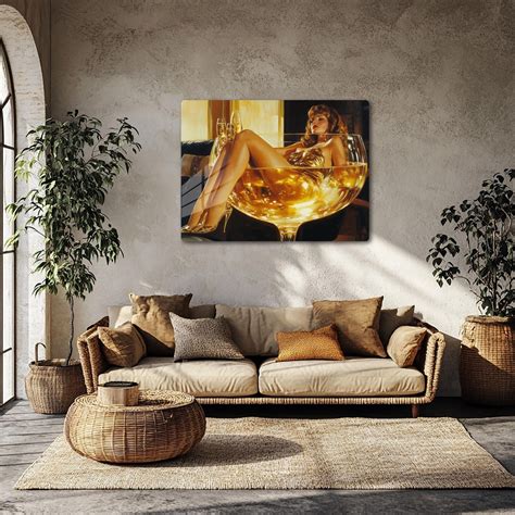 Sex Art Print On Metal Sex Room Decor Sexy Woman In A Wine Glass Erotic Art Nude Woman