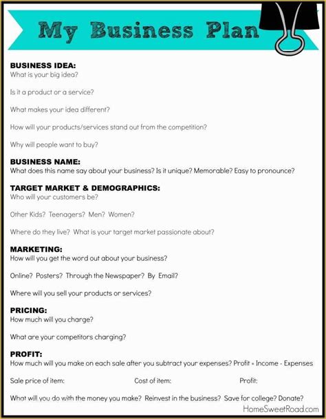 Business Plan Template Free Printable