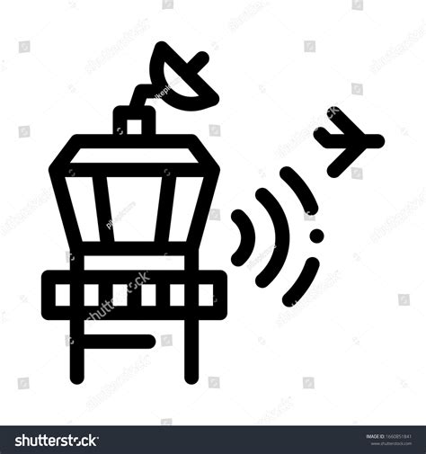 Airport Control Tower Radar Icon Thin Stock Vector Royalty Free