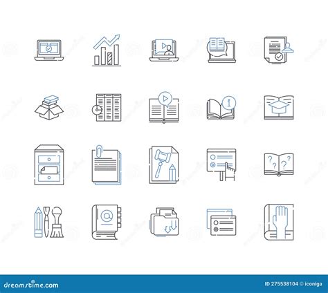 Knowledge Acquisition Line Icons Collection Learning Education