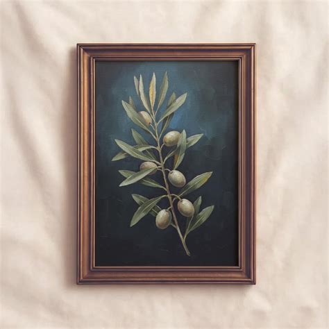 Vintage Olive Branch Botanical Print Mediterranean Kitchen Wall Art