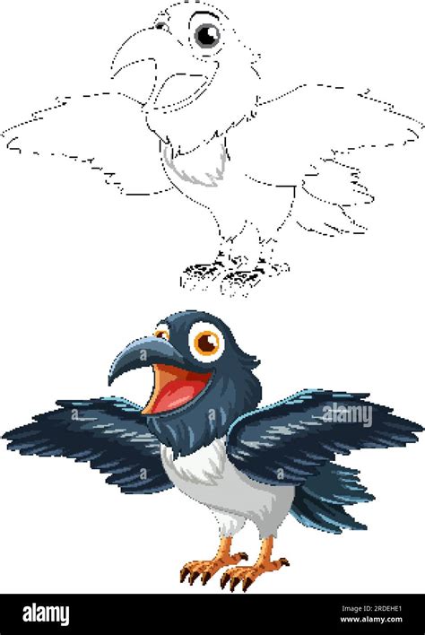 A Vector Cartoon Illustration Of A Smiling Raven With Wings Spread Wide