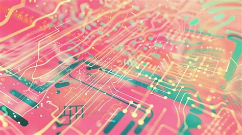 Pink And Green Computer Chip Circuit Board With Glowing Lights Premium Ai Generated Image