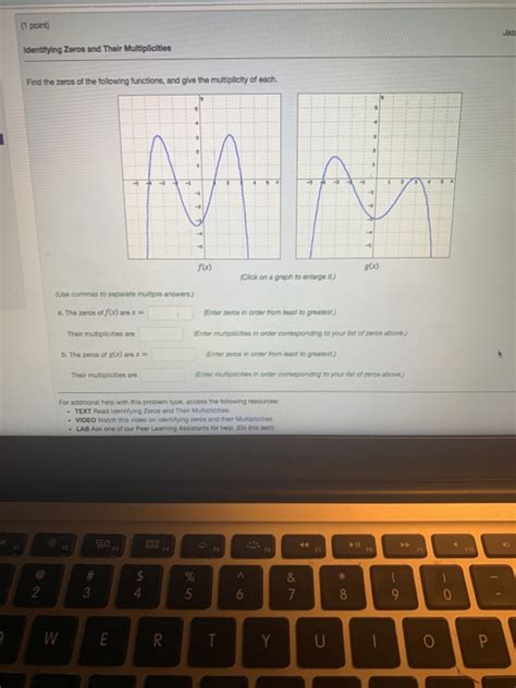 Solved 1 Point Identifying Zeros And Their Multiplicities