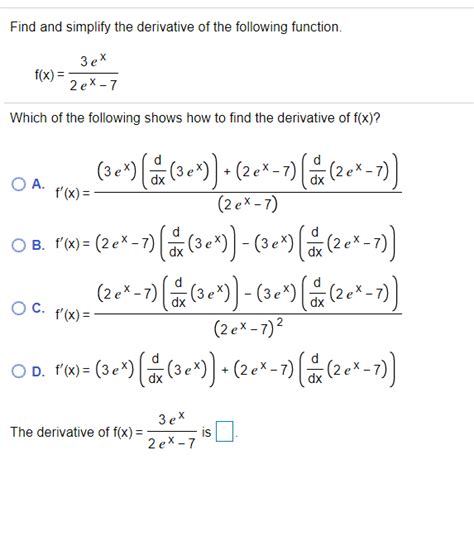 Solved Find And Simplify The Derivative Of The Following Chegg