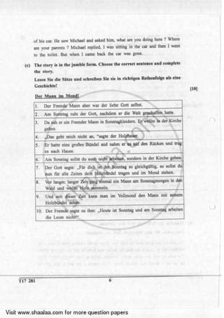 CISCE ICSE 2016 2017 March German 1 Pdf