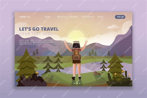 여행 방문 페이지 템플릿 무료 벡터