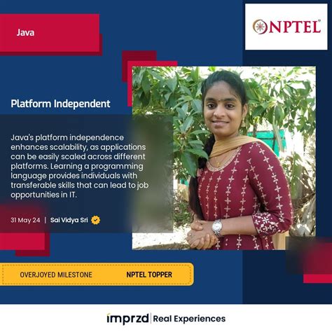 sai vidya sri donthagani on linkedin nptel java