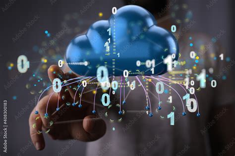 data cloud storage network from lines triangles and particle style