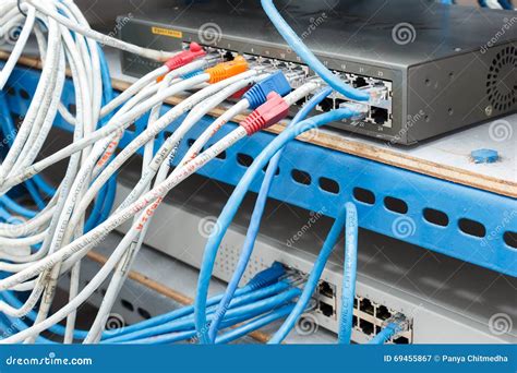 Network Switch And Ethernet Cables Stock Image Image Of Internet