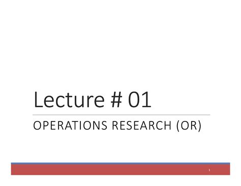 lecture 1 8 operational research operations research or