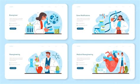 Premium Vector Bioengineering Web Banner Or Landing Page Set