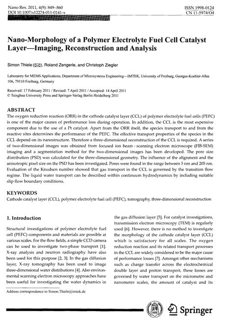 Nano Morphology Of A Polymer Electrolyte Fuel Cell Catalyst Layer